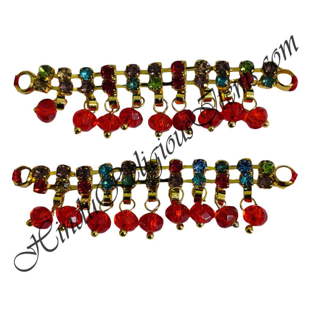 Premium Quality Golden Metal With Nang(Diamond) Lalan Payal With Moti