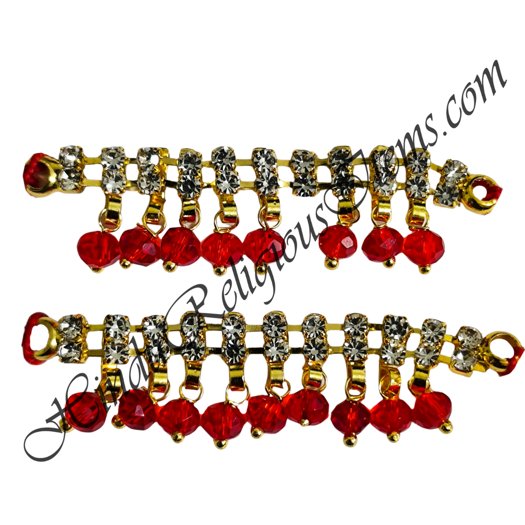 Premium Quality Golden Metal With Nang(Diamond) Lalan Payal With Moti