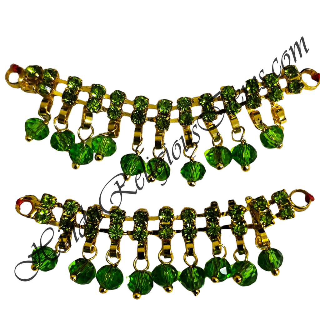 Premium Quality Golden Metal With Nang(Diamond) Lalan Payal With Moti