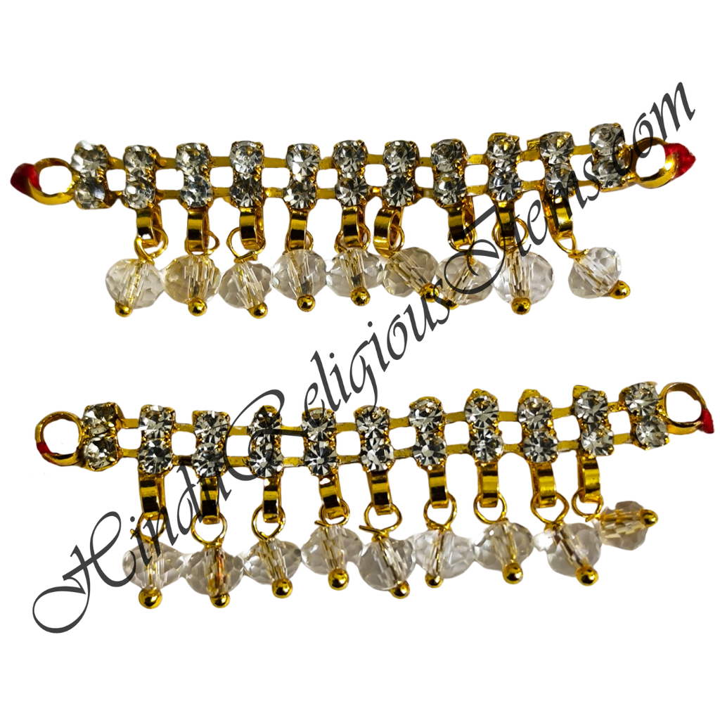 Premium Quality Golden Metal With Nang(Diamond) Lalan Payal With Moti