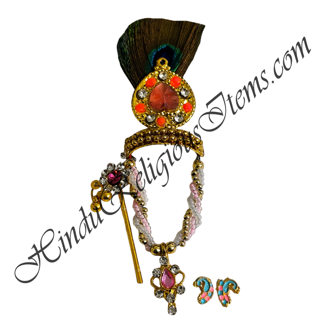 Premium Quality Coloured Moti With Golden Moti Mala Lalan Set