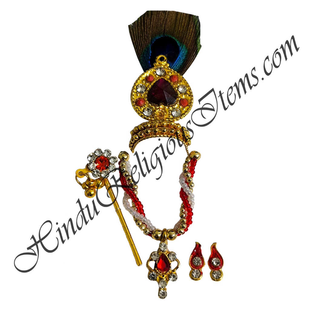 Premium Quality Coloured Moti With Golden Moti Mala Lalan Set