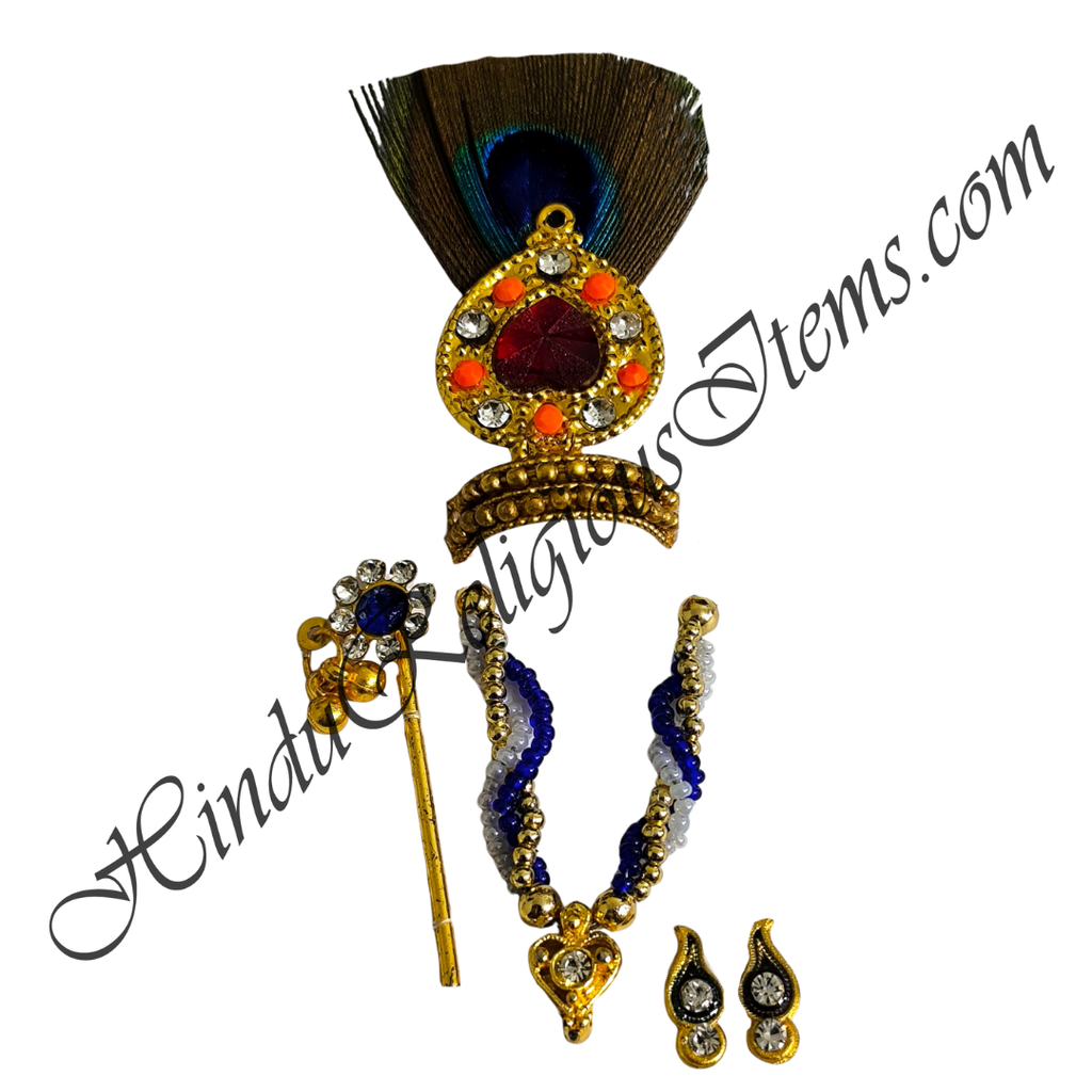 Premium Quality Coloured Moti With Golden Moti Mala Lalan Set