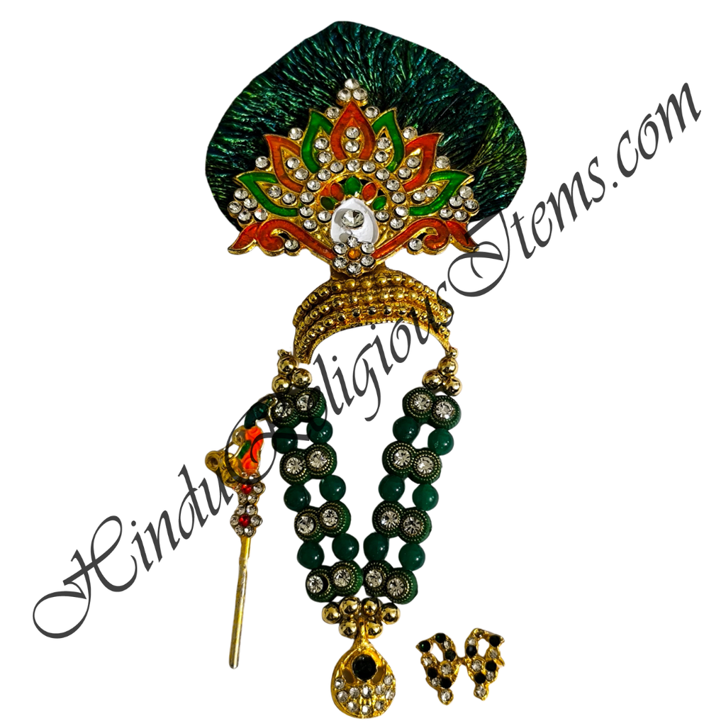 Premium Quality Coloured Moti With Nang(Diamond) Lalan Mala Set